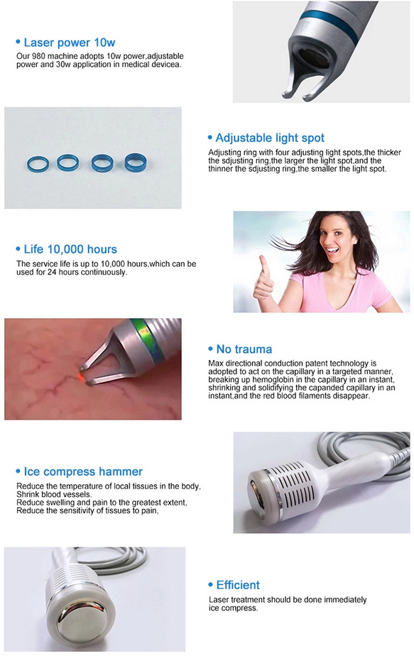 10w 980nm Face Broken Capillaries Vein Removal Machine